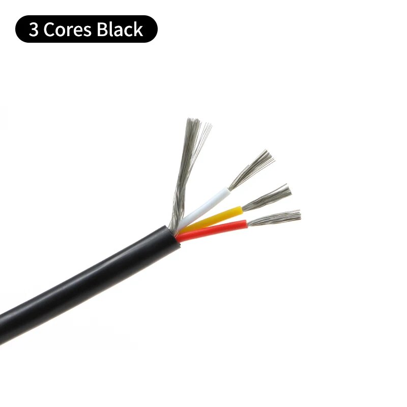 Сигнальный экранированный провод UL2547 2-7 жил 30-22 AWG 26AWG, Black x 3 Cores, 1 meter