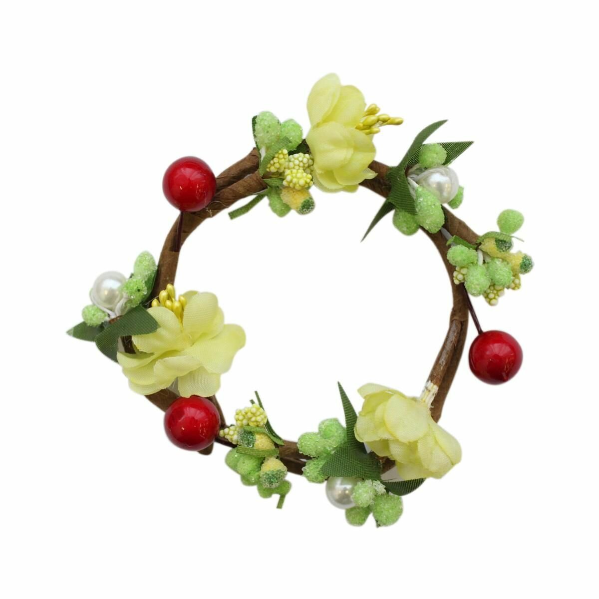 Декор для свечей Astra&Craft "Цветы и жемчуг" D 7,5х2,5 см, F45 светло-зеленый