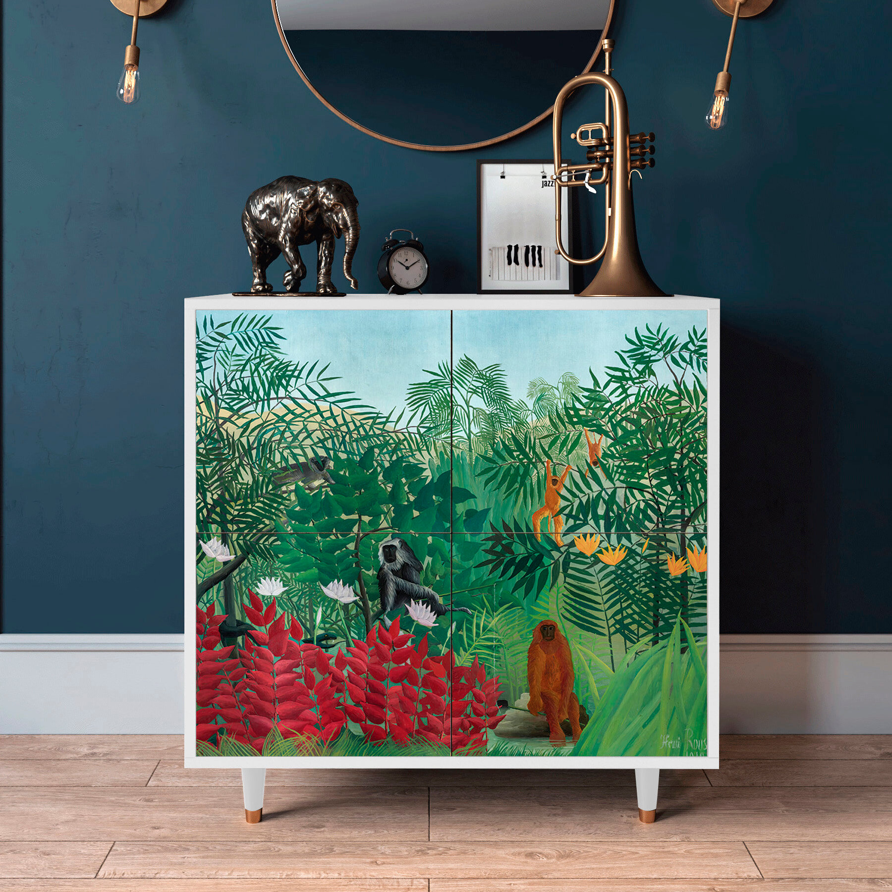 Комод - STORYZ - BS3 Jungles in Paris by Henri Rousseau , Размер - 94 x 96 x 48 см, Цвет корпуса - Белый