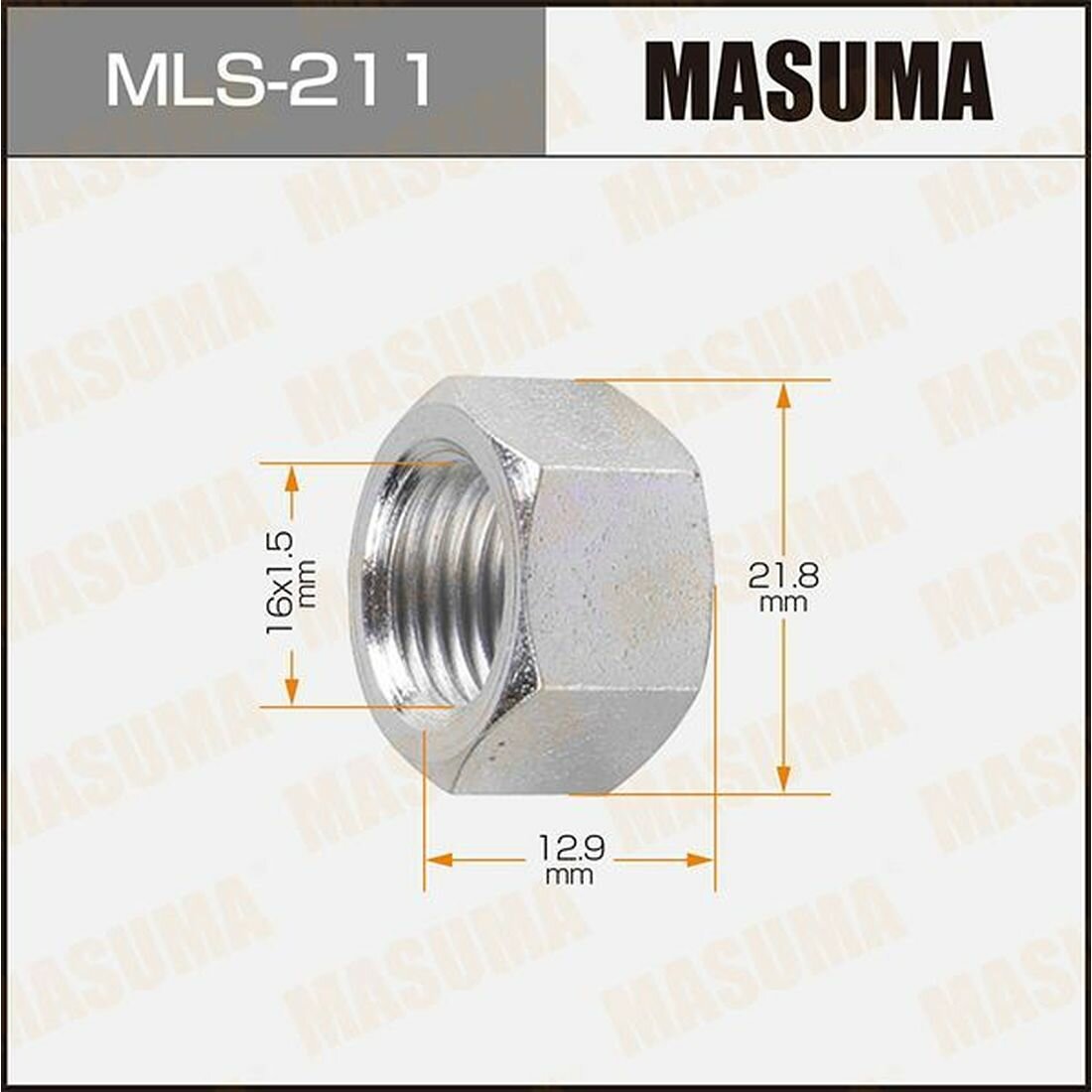 Гайка колесная M16x1.5(R) под ключ 22 открытая Masuma MLS-211