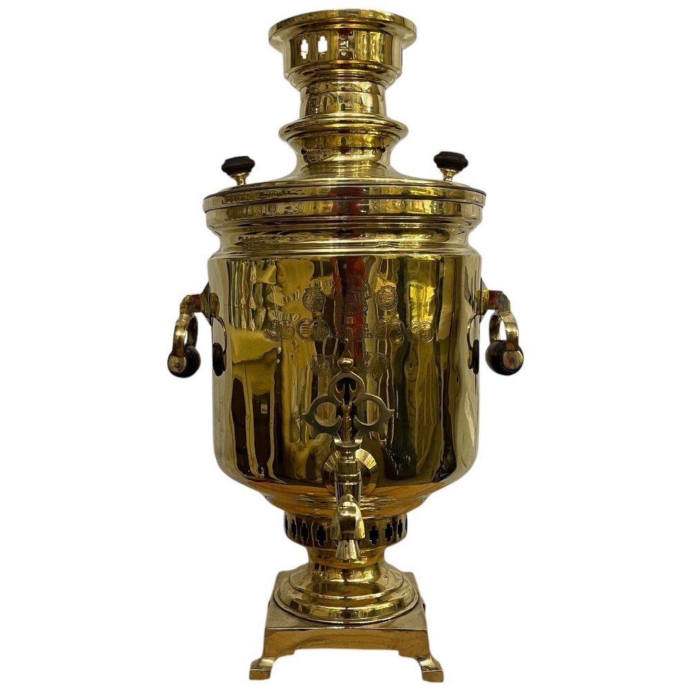 Самовар жаровой "Банка" 1899-1917 гг. 8 л. Торговый дом бр. Шемариных, 7 медалей, Российская империя