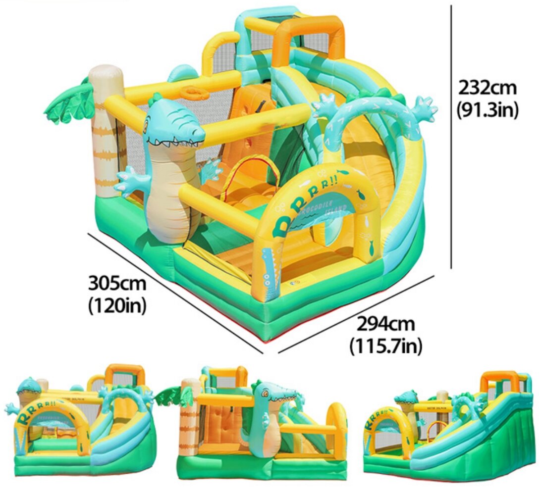 Детский надувной замок с горкой и батутом, Надувная складная игровая площадка