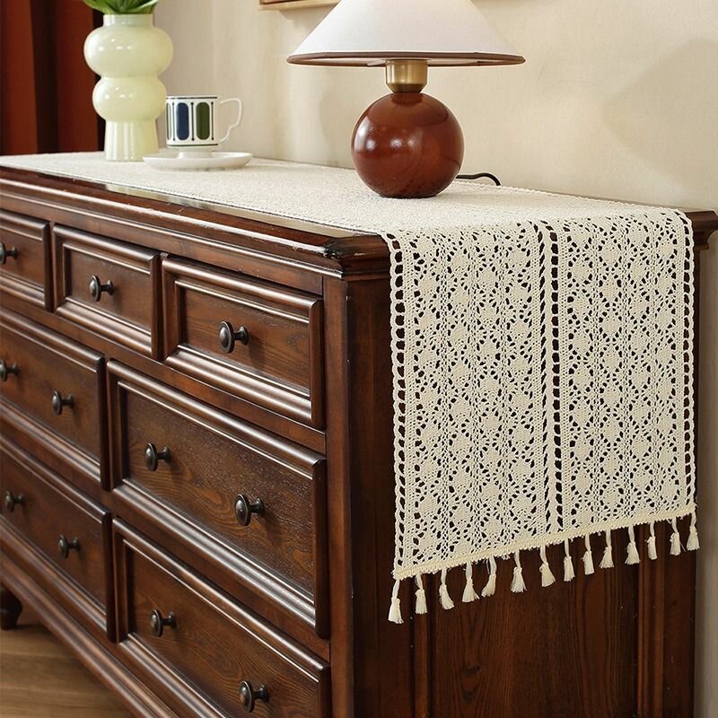 Дорожка для стола скатерть в стиле бохо, макраме для столовой.