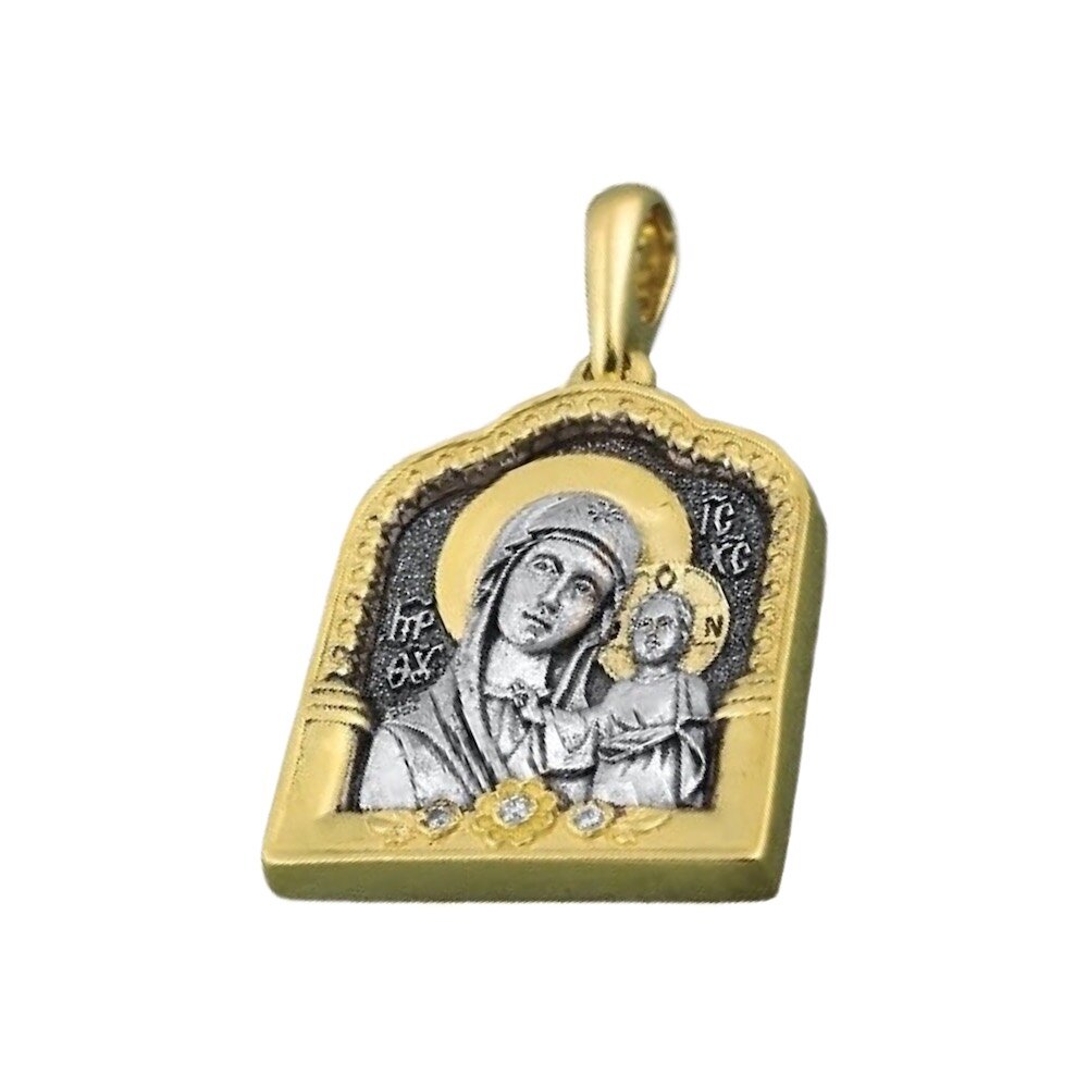 Иконка, серебро, 925 проба, золочение, чернение