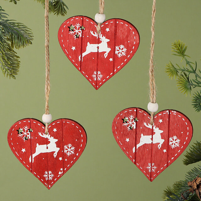 Набор елочных игрушек Сердечки Сканди 7 см, 3 шт, подвеска, Breitner (Брайтнер), 22-8814-набор