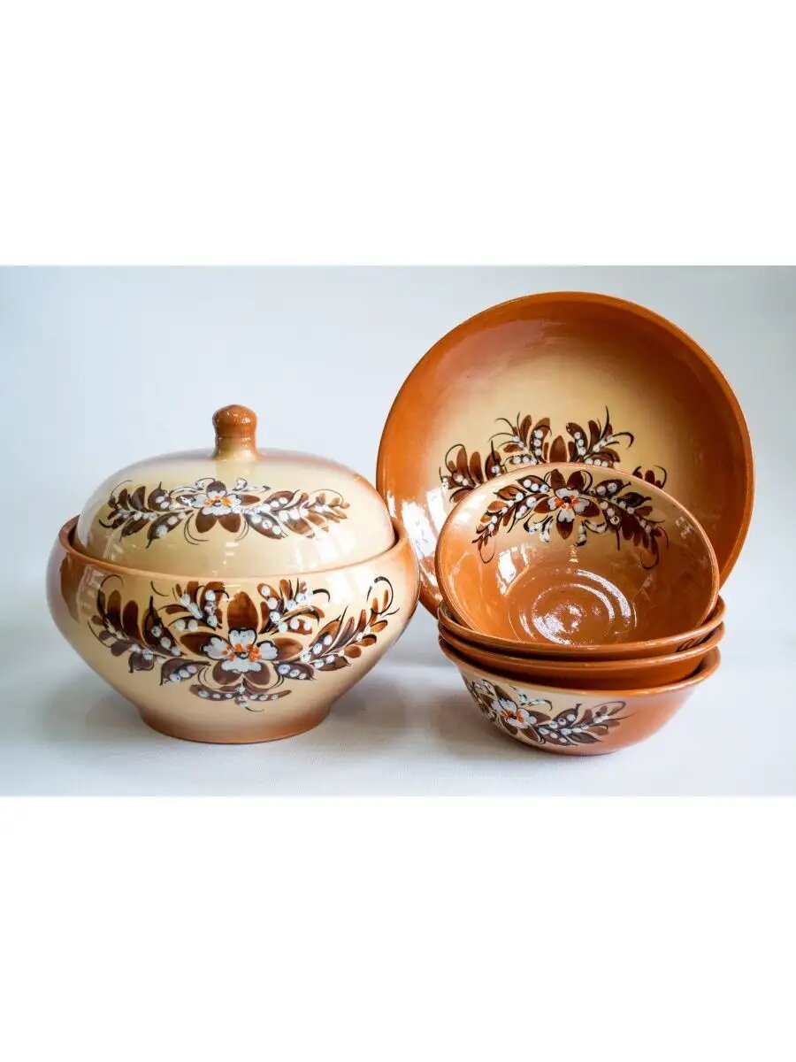 Набор столовый "Деревенский" (супница, блюдо, 4 тарелки)