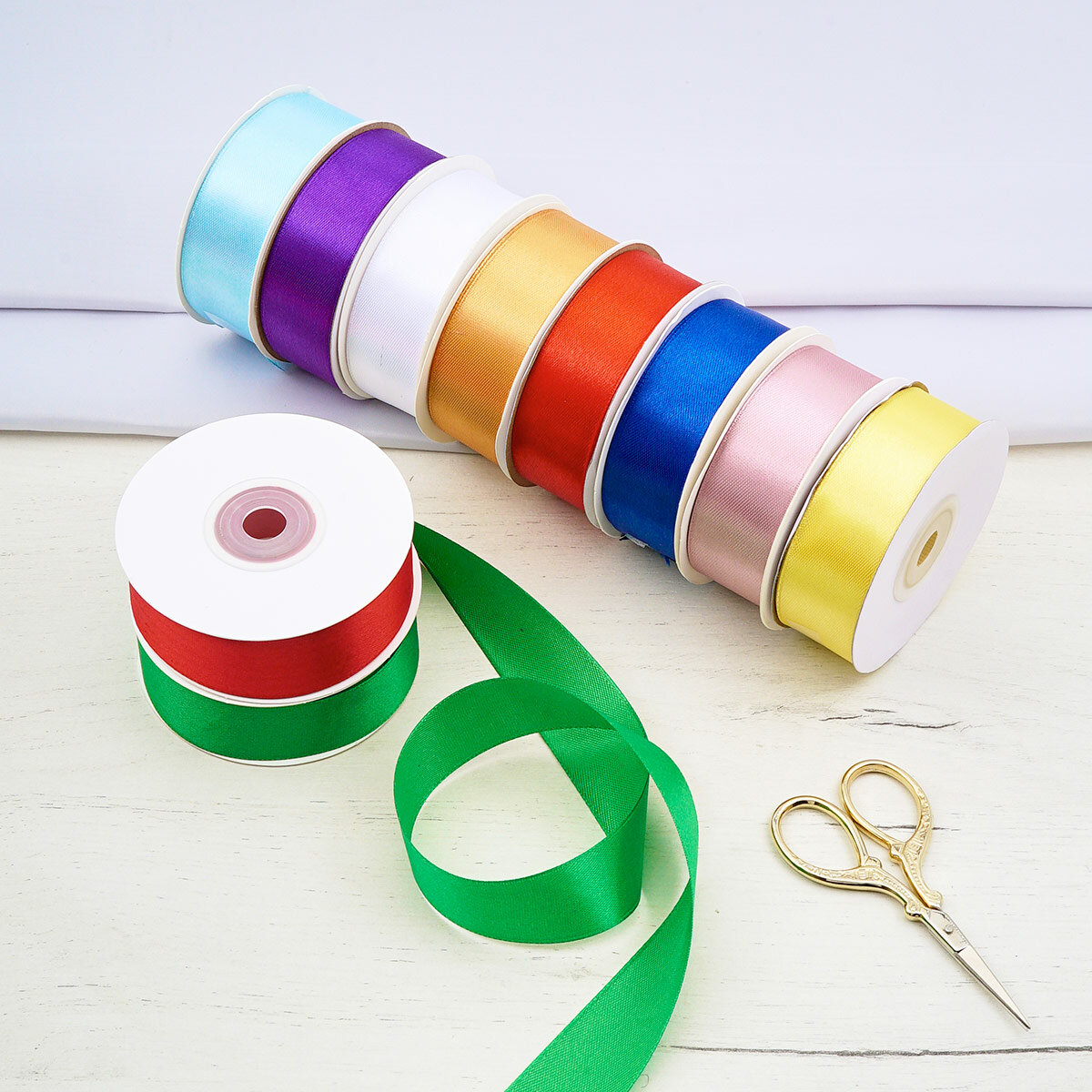 Лента атласная, 2,5 см, набор из 10 цветов, длина 23 м, Айрис