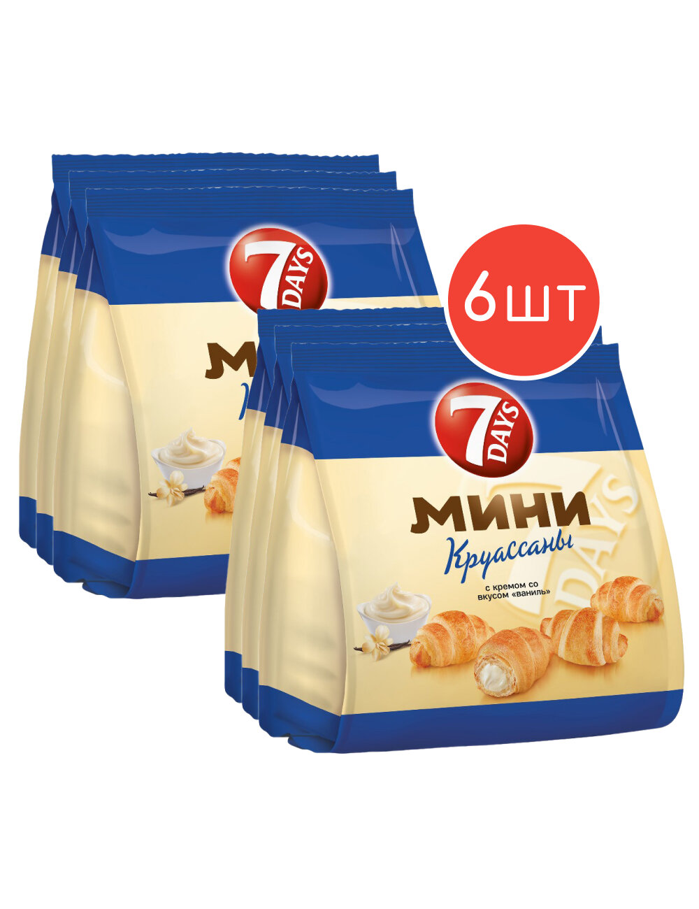 Круассаны 7 DAYS Мини c кремом Ваниль 176г 6шт
