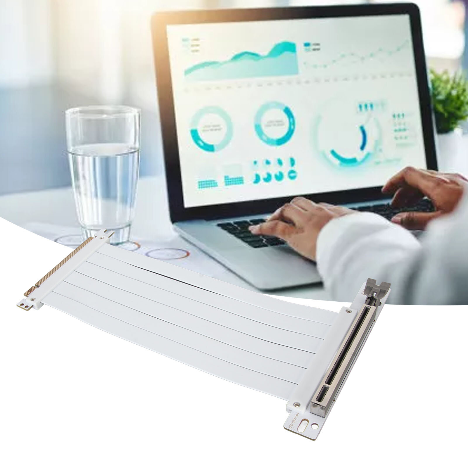 PCIE 3.0 X16 Riser Cable Высокоскоростной гибкий 90-градусный расширитель Порт расширения для карты Удлинительный кабель для видеокарты Белый 40 см / 15,7 дюйма