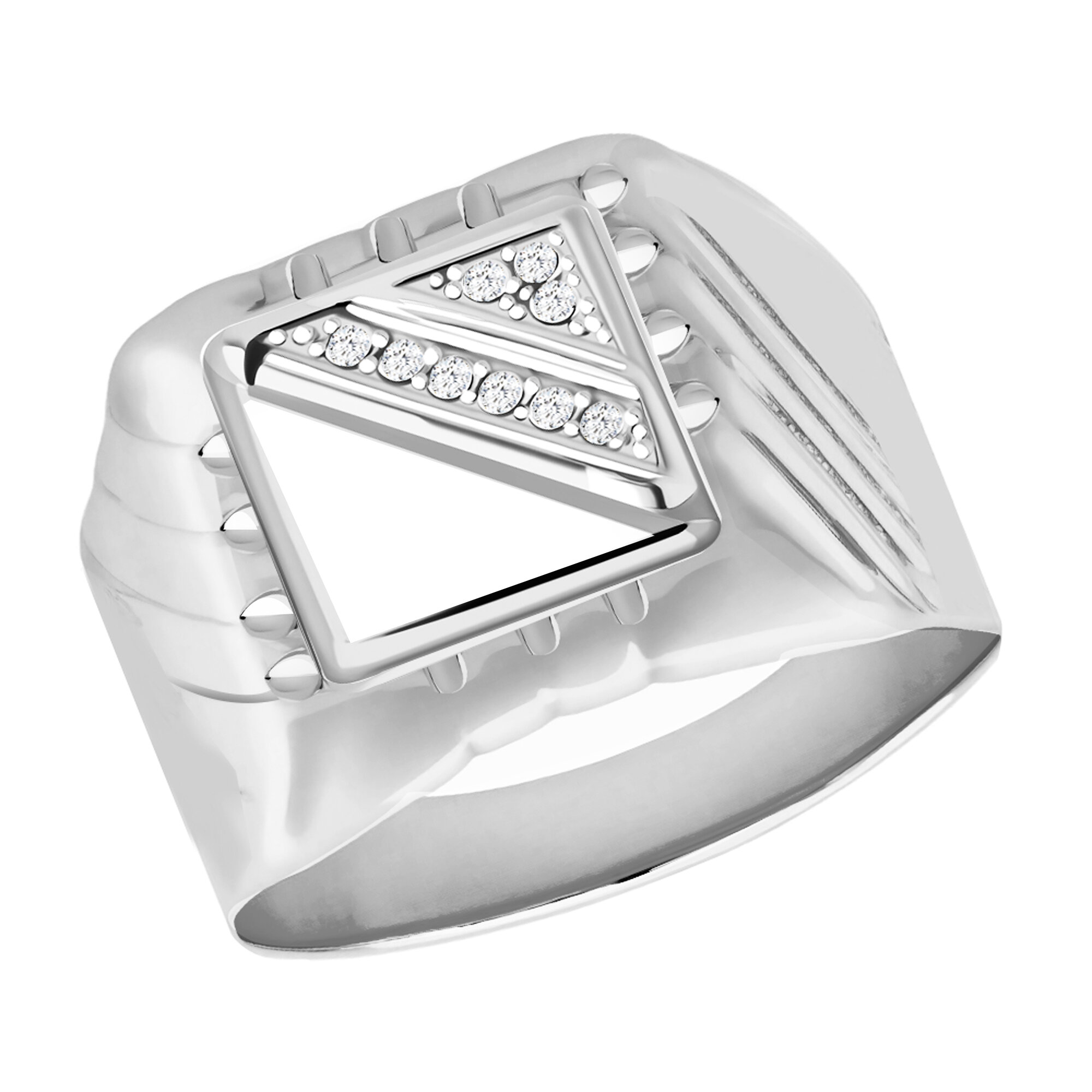 Печатка, серебро, 925 проба, родирование, фианит