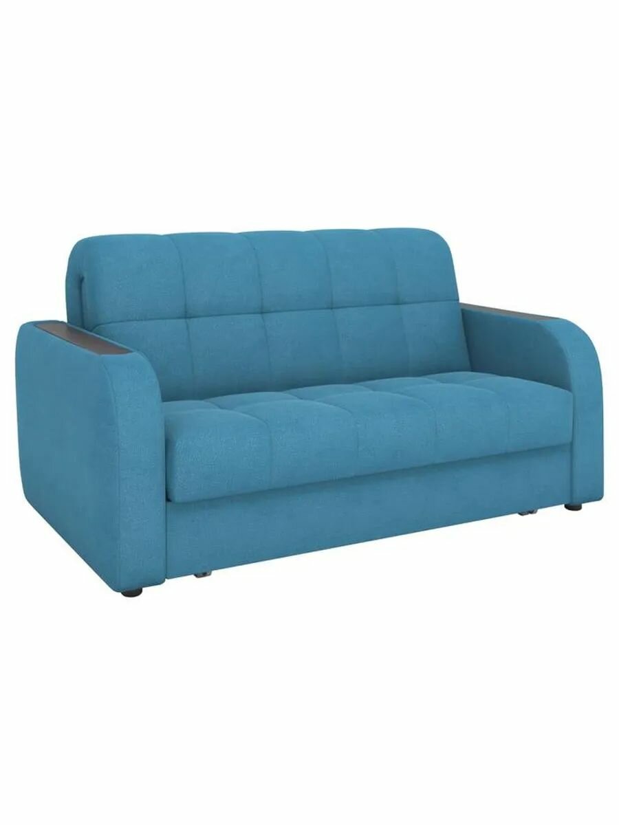 Диван кровать прямой Торонто независимый пружинный блок, раскладной, аккордеон, с ящиком для хранения, 144х207 см спальное место, Бирюзовый, велюр