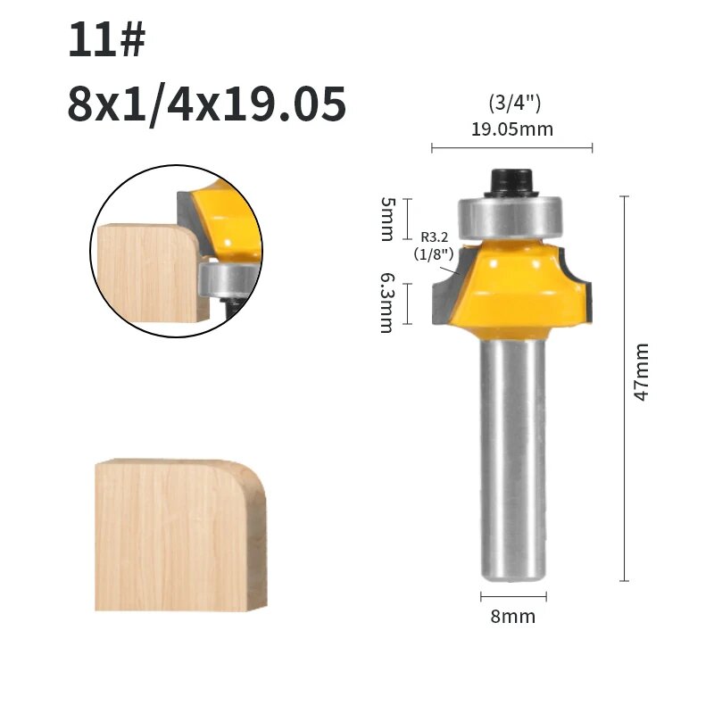 Фреза угловая 11# 8x1/4x19.05 мм для дерева