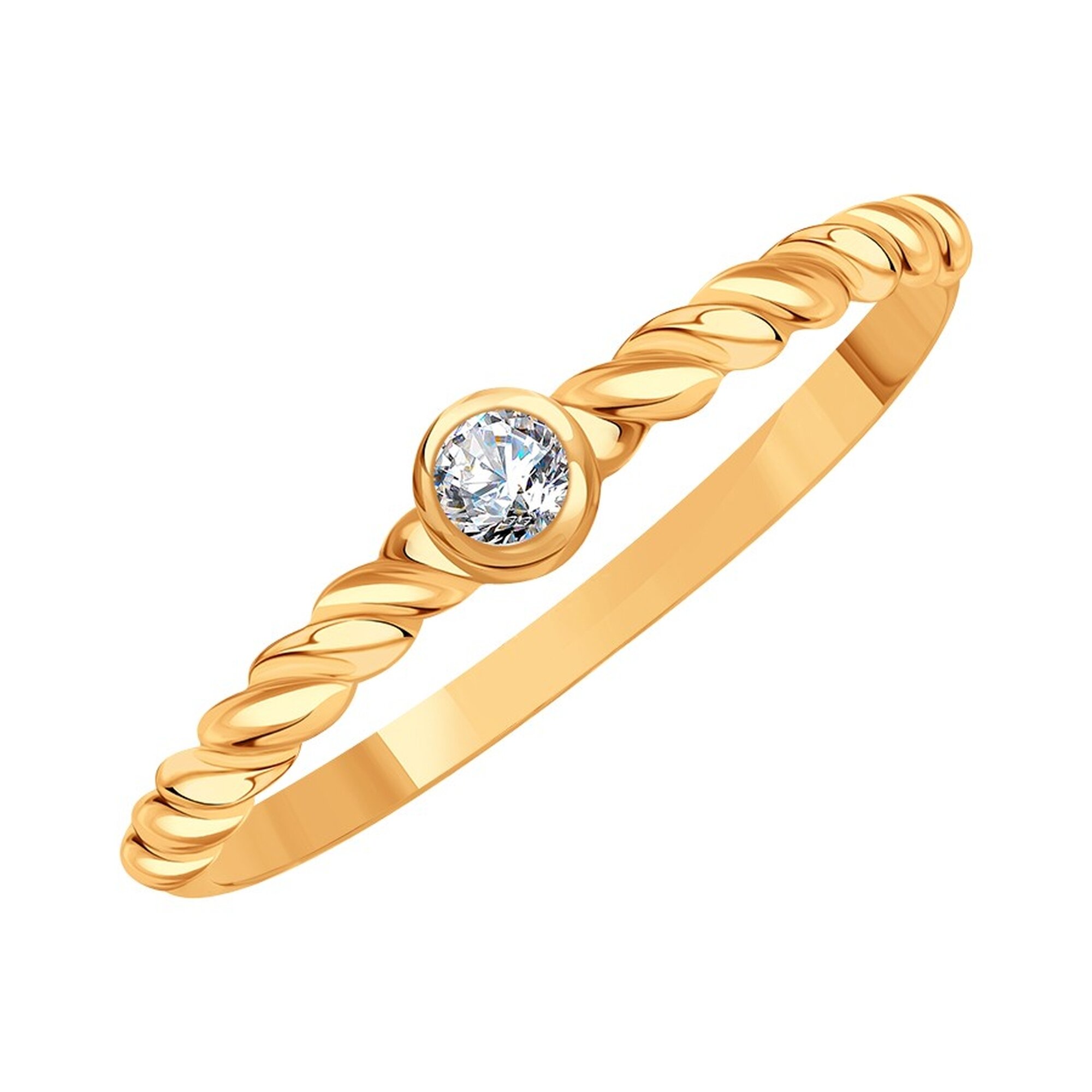 Кольцо, красное золото, 585 проба, фианит