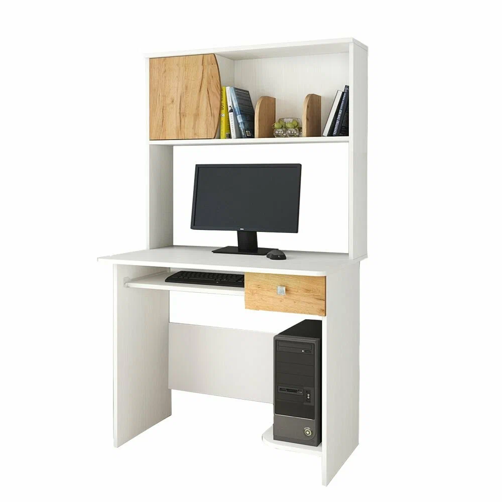 Стол компьютерный Грета-4 (900*1580*600) дуб крафт золотой/белый