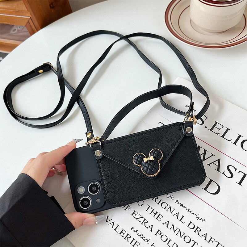 Чехол для телефона с ремешком для карт, совместимый с iPhone 11, 12, 13, 14, 15, 16 Pro Max, тонкий защитный чехол