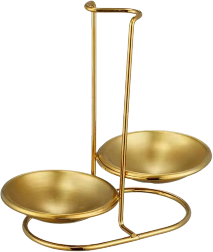 Подставка для половника и шумовки CRAZY PAN, золото, нержавеющ сталь, высота 21см, ширина 21 см, диаметр одной чаши 11см