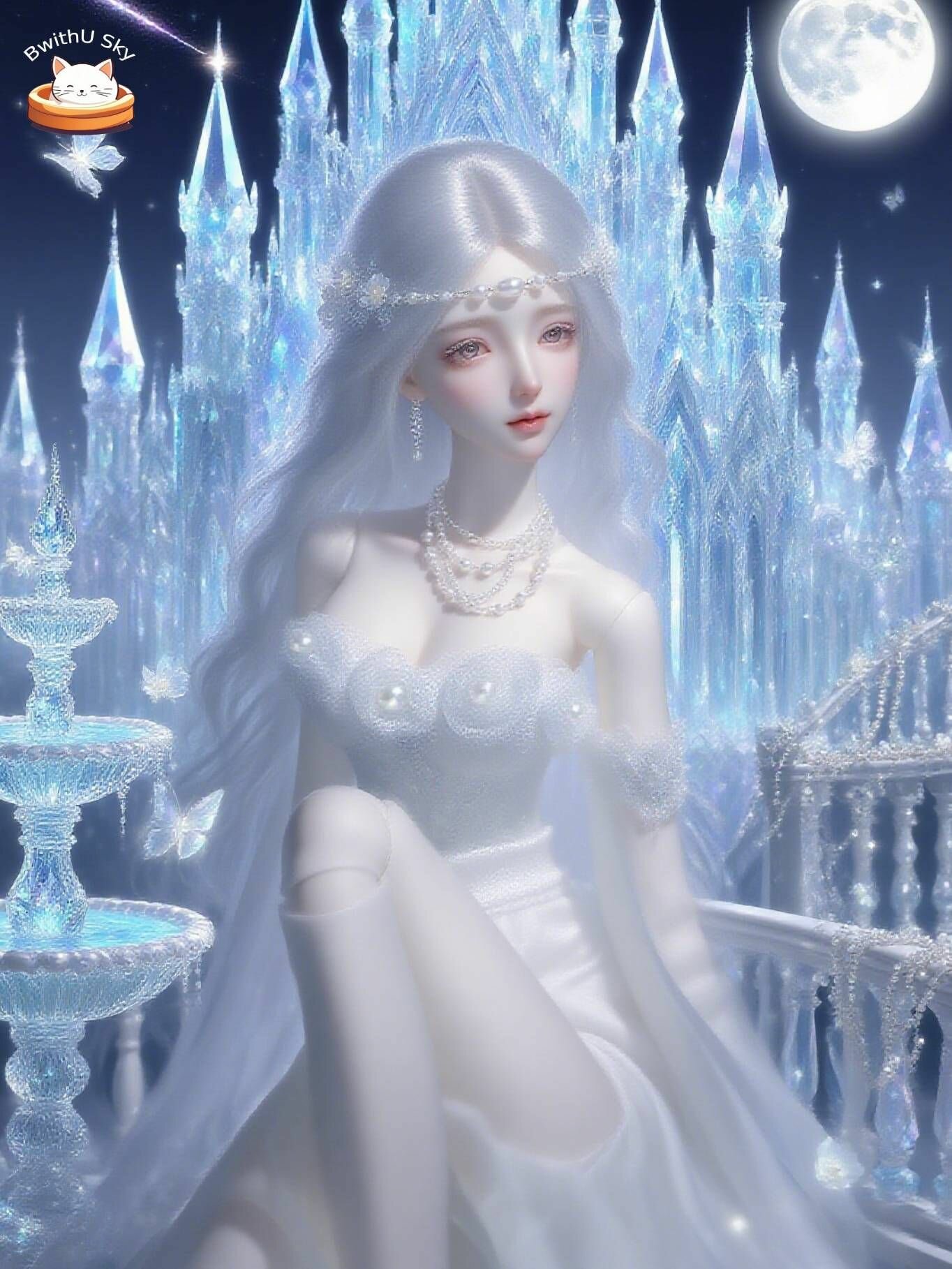 BwithU 1/4 BJD Кукла Nyssa: Белое Птичье Платье с Перьями, Фееричная Коллекционная Кукла