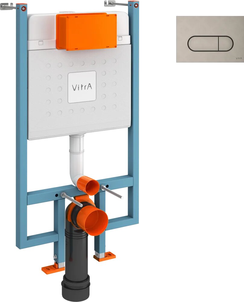 Комплект Инсталляция VitrA V-Fix Core 738-5800-01 / Кнопка Root Round 740-2295 цвет никель