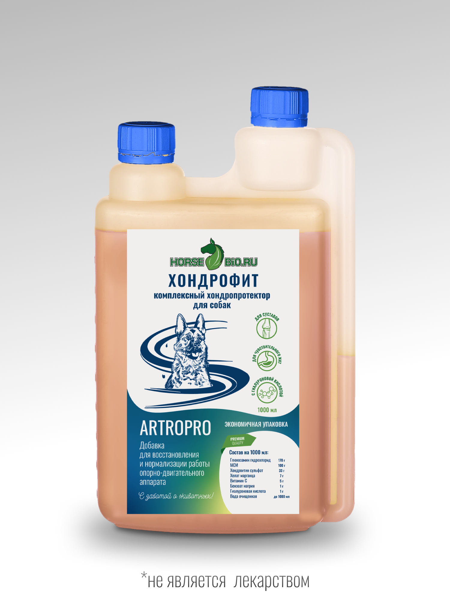 Хондропротектор хондрофит Horse-Bio ArtroPro для собак крупных пород c чувствительным пищеварением, 1000 мл