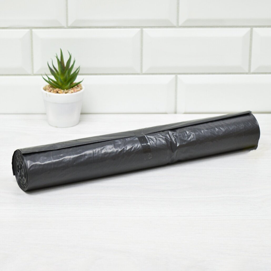 Мешки для мусора 120л 20шт, черные, ПВД 30мкм, надежные и прочные