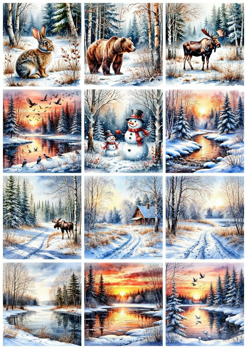 Водорастворимая картинка для мыла "Зима" А4