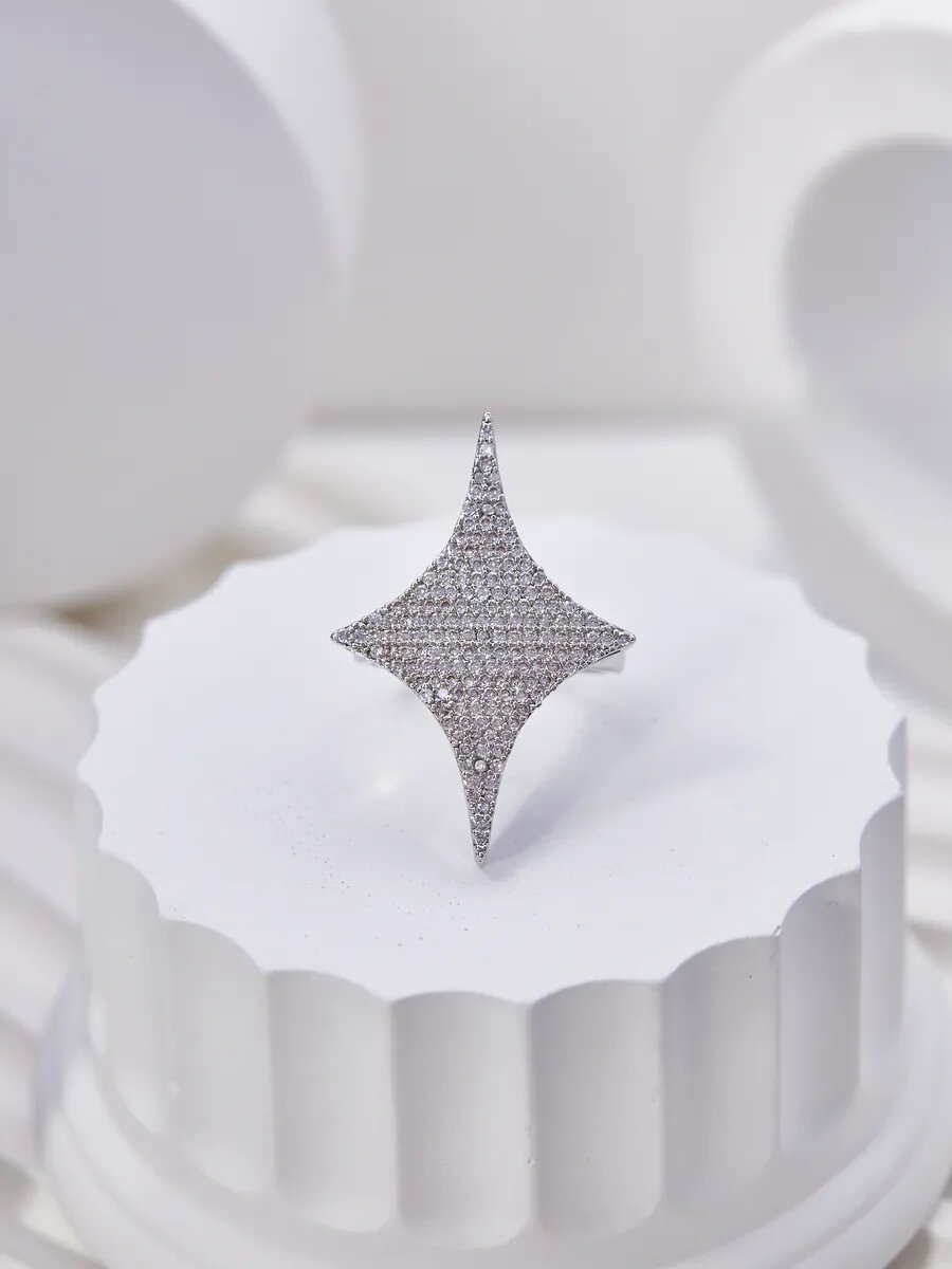 Кольцо, кристалл, циркон, фианит