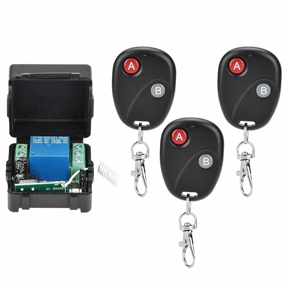 Система беспроводного реле 433MHz с тремя пультами управления, миниатюрный формат, низкое энергопотребление, фиксированный терминал