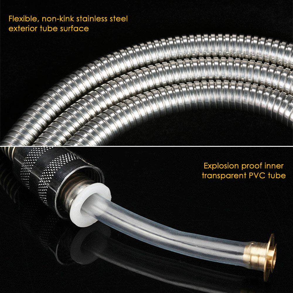79-дюймовый шланг для душа, гибкая трубка из нержавеющей стали для ручной душевой лейки, удлиненный взрывозащищенный сменный шланг с латунным фитингом