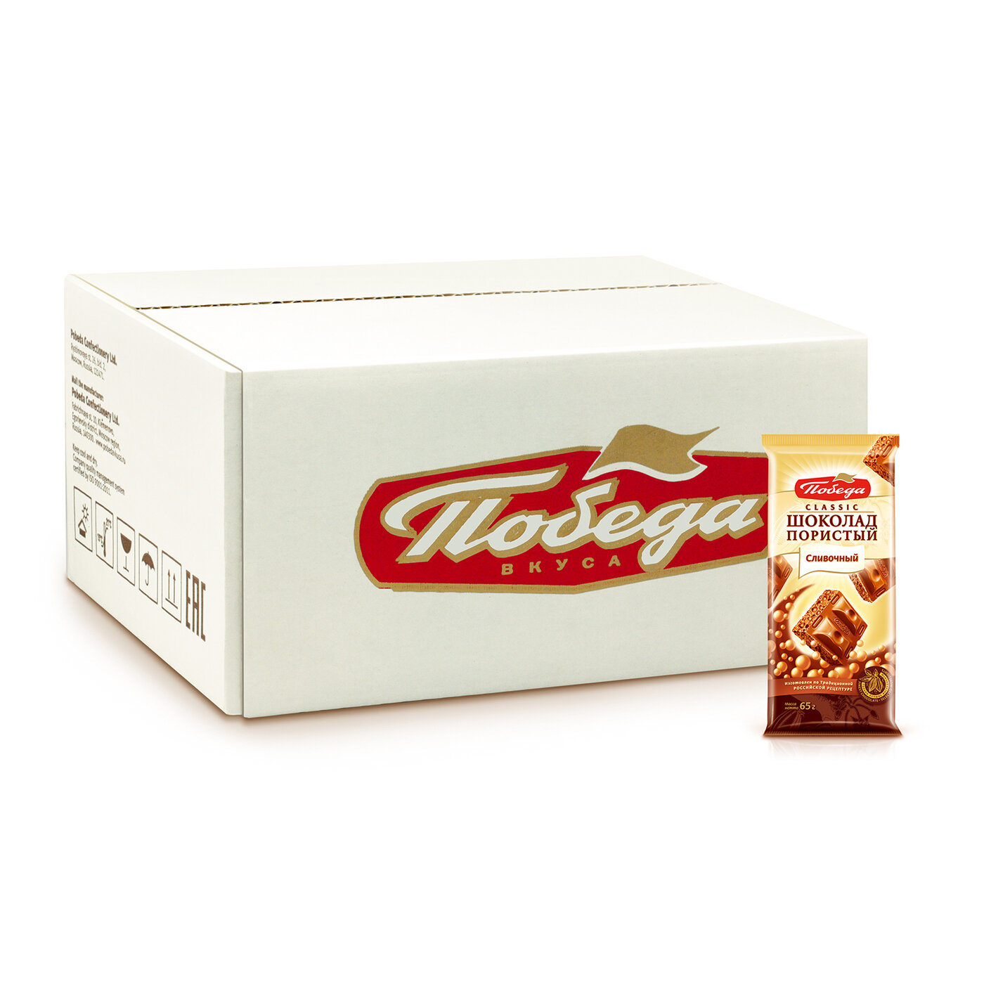 Шоколад Победа вкуса молочный пористый "cливочный", 65 г / 16 шт