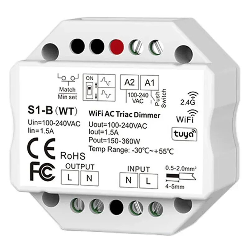Wi-Fi Диммер S1-B(WT) 150-360W
