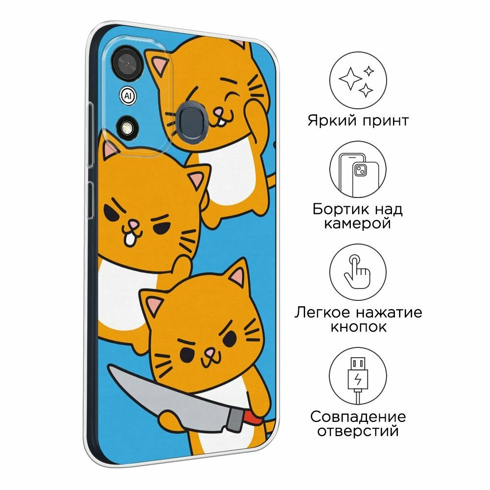 Силиконовый чехол на Itel A27 / Ител А27 с принтом "Опасные котики" — фото 1