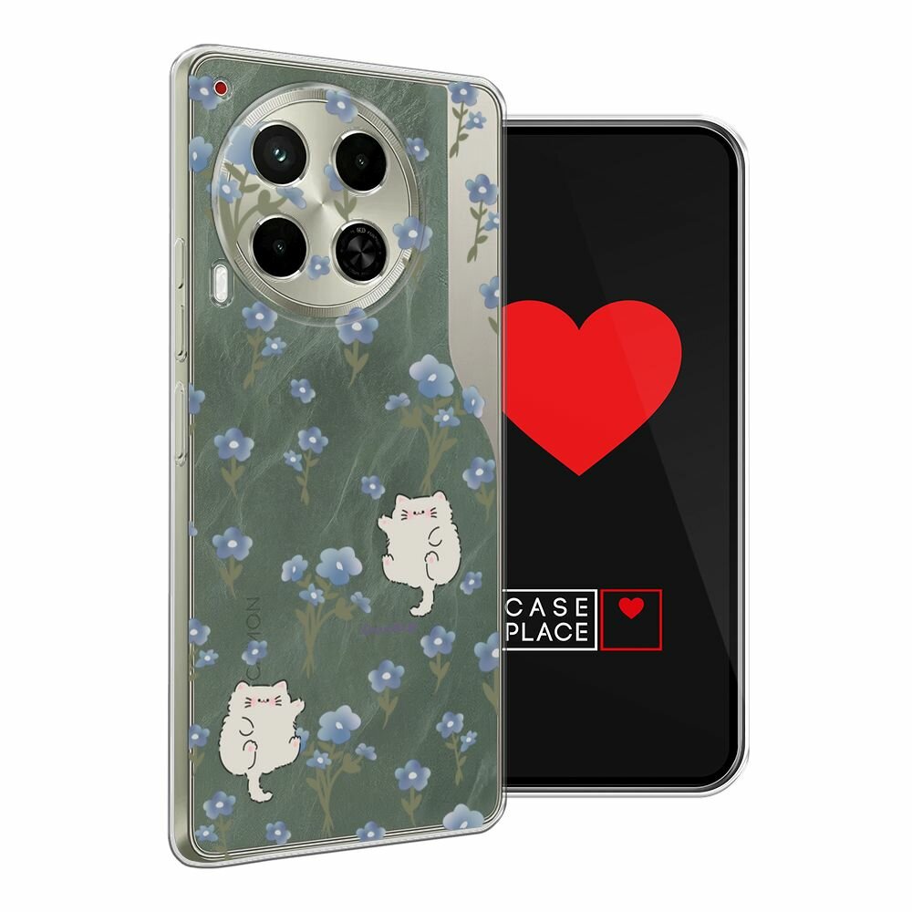 Чехол на Tecno Camon 30 5G / Текно Камон 30 5G с принтом "Gentle cats", прозрачный — фото 1
