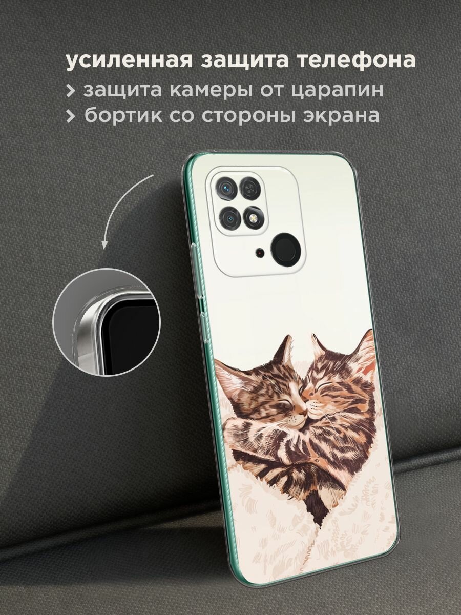Чехол на Xiaomi Redmi 10C / Сяоми Редми 10C с принтом "Влюбленные котейки - 14 февраля" — фото 1
