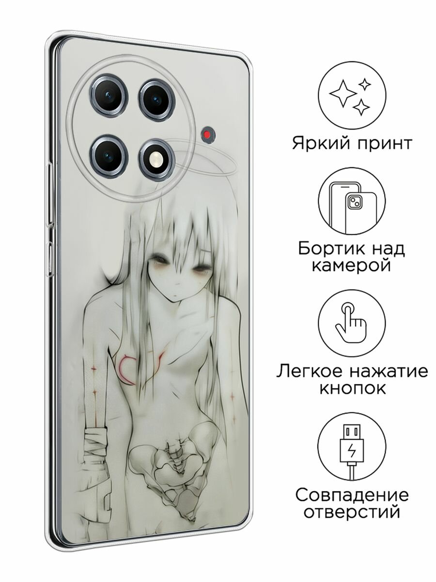 Чехол на Tecno Camon 30S Pro / Текно Камон 30S Про с принтом "Аниме рисунок чёрно-белый" — фото 1