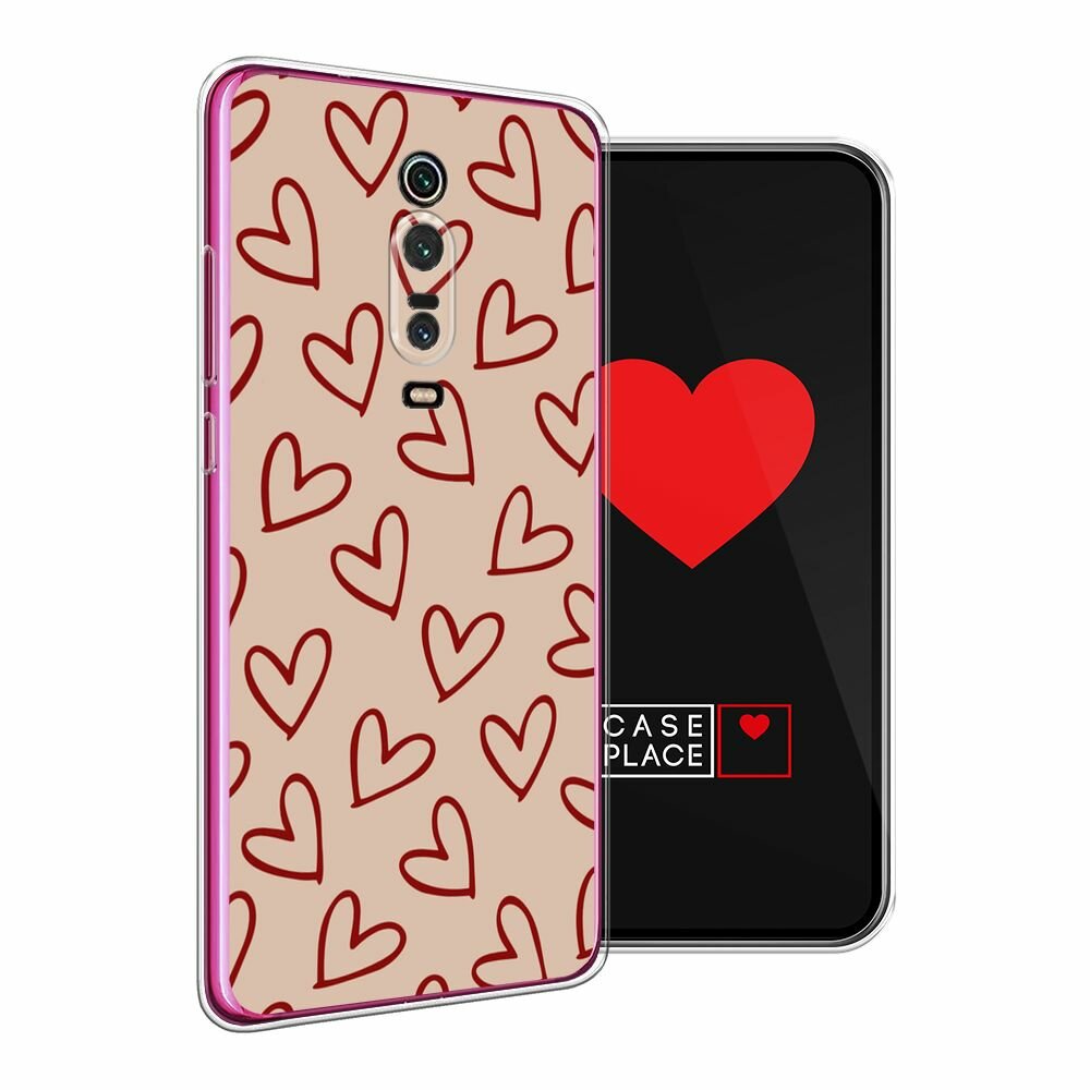 Чехол на Xiaomi Redmi K20/K20 Pro/Mi 9T/9T Pro / Сяоми Редми К20/K20 Pro/Mi 9T/9T Pro с принтом Little hearts doodles 1 — фото 1