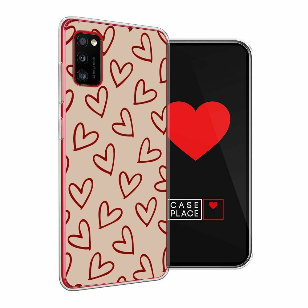 Чехол на Samsung Galaxy A41 / Самсунг Галакси А41 с принтом "Little hearts doodles 1 - 14 февраля" — фото 1