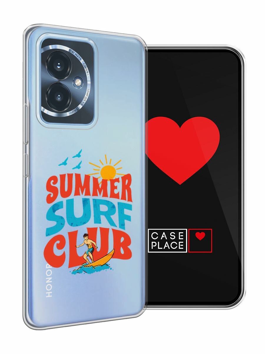 Чехол на Honor 100 / Хонор 100 с принтом "Summer surf club", прозрачный — фото 1