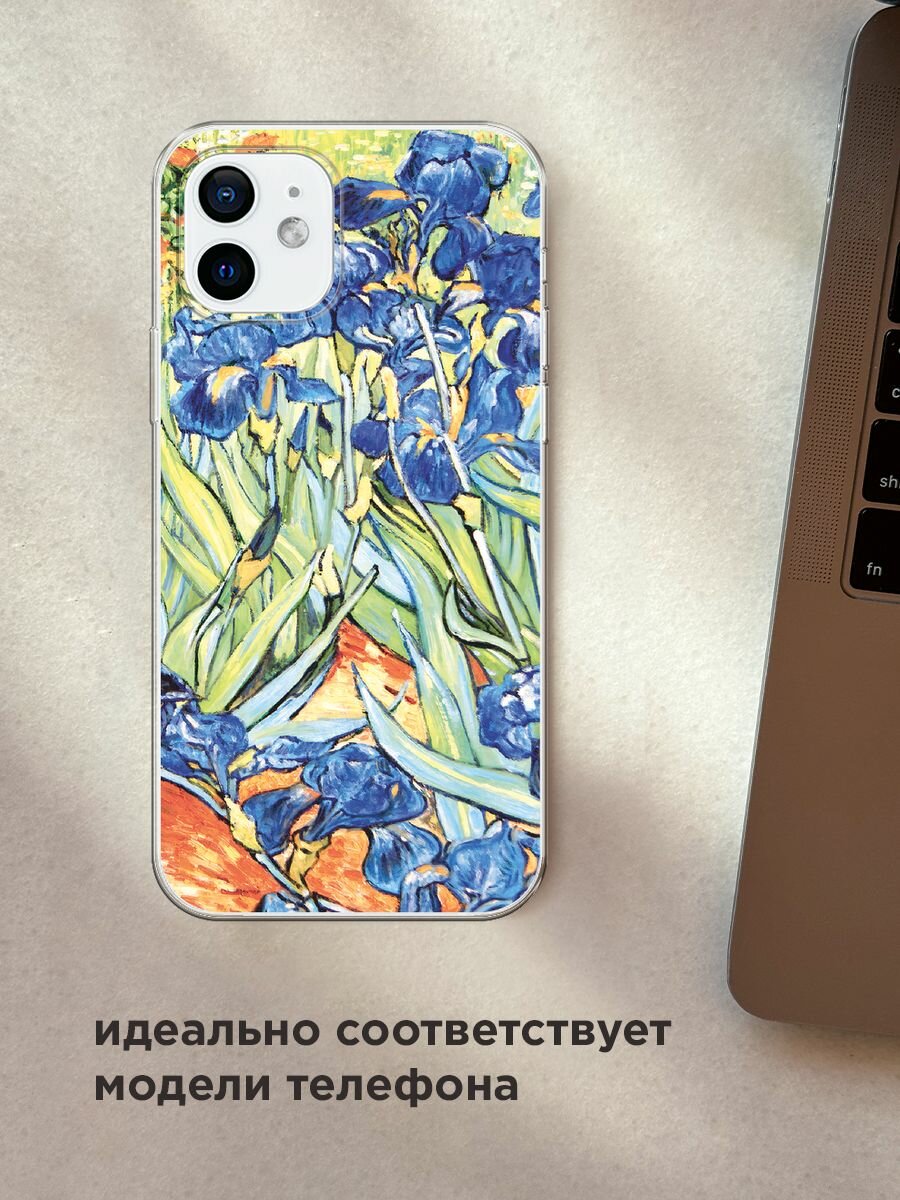Чехол на Apple iPhone 12/12 Pro / Айфон 12/12 Про с принтом "Ирисы Ван Гог" — фото 1