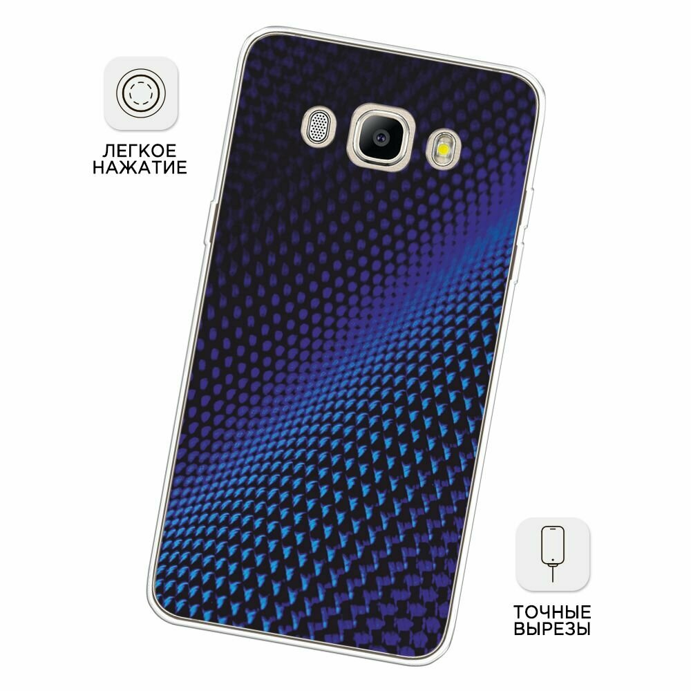 Чехол на Samsung Galaxy J5 2016 / Самсунг Галакси Джей 5 2016 с принтом "Синий карбон" — фото 1
