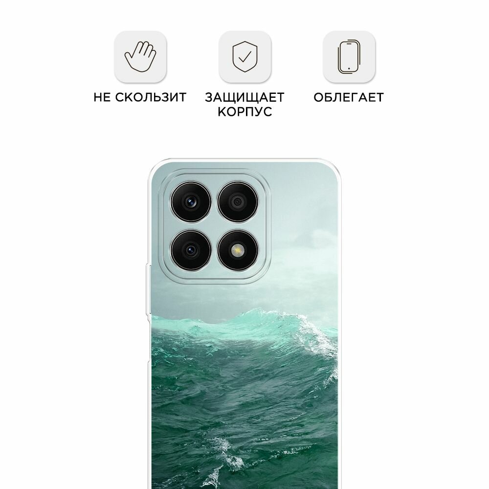 Силиконовый чехол на Honor X8A / Хонор X8A с принтом "Волны 12" — фото 1
