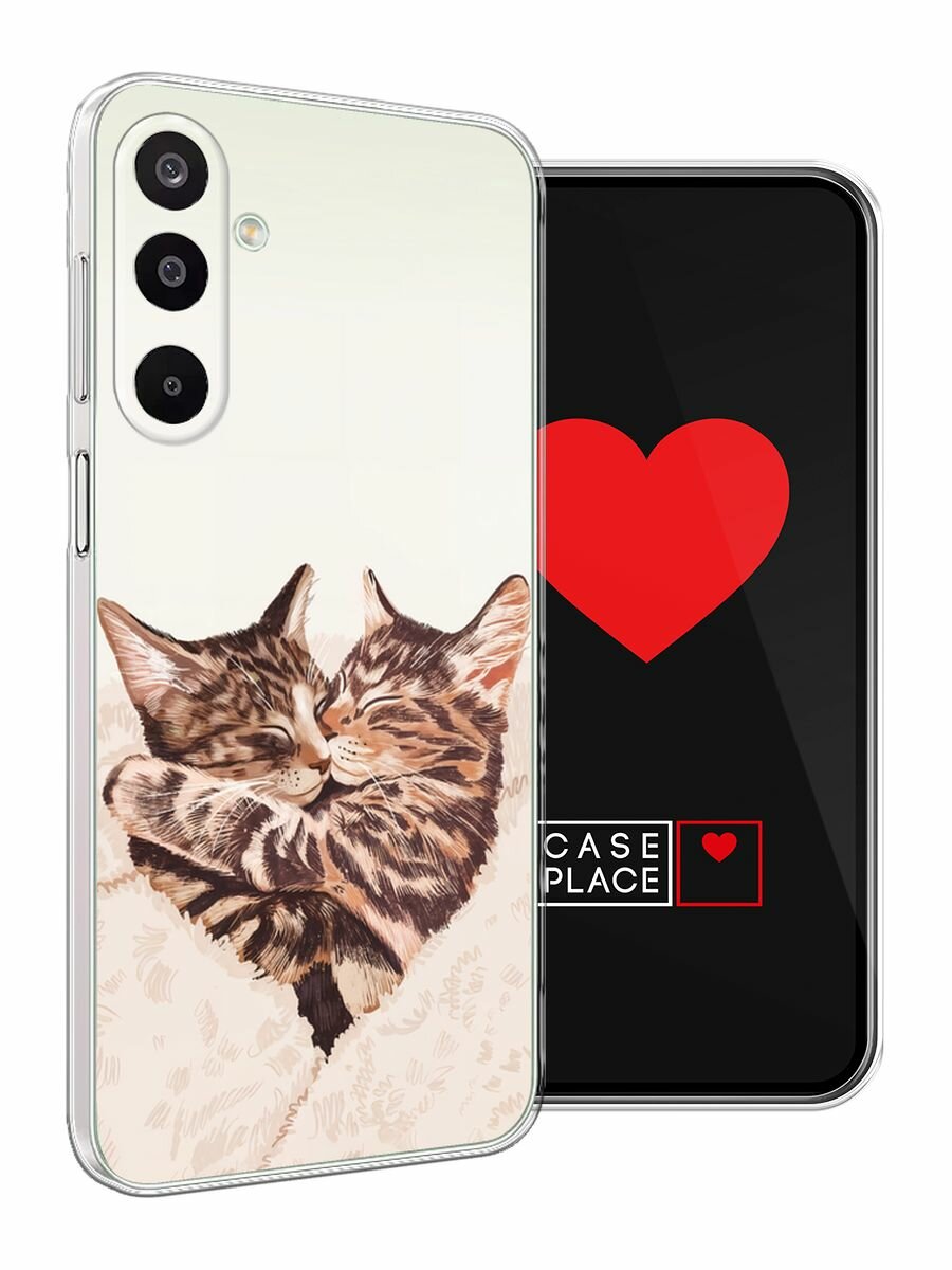 Чехол на Samsung Galaxy M16 / Самсунг Галакси М16 с принтом "Влюбленные котейки - 14 февраля" — фото 1