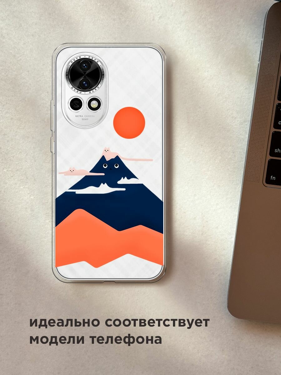Чехол на Huawei Nova 12/Nova13 / Хуавей Нова 12/Нова 13 с принтом "Кот-гора", прозрачный — фото 1