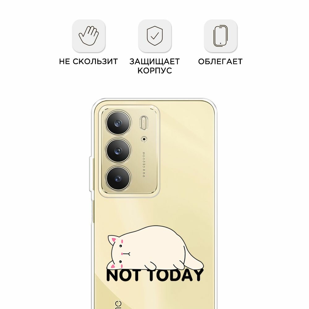 Чехол на Realme C75 4G / Реалми C75 4G с принтом "Cat not today", прозрачный — фото 1