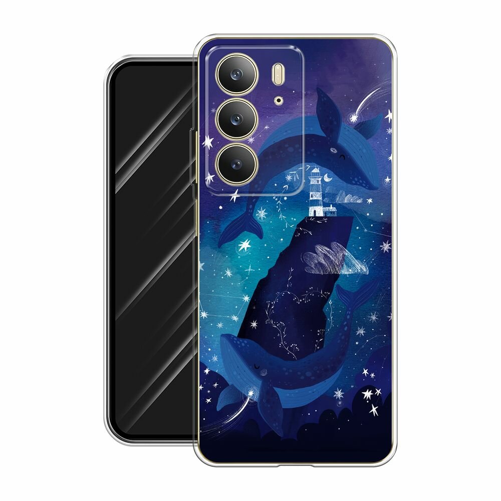 Чехол на Realme C75 4G / Реалми C75 4G с принтом "Ночные киты" — фото 1