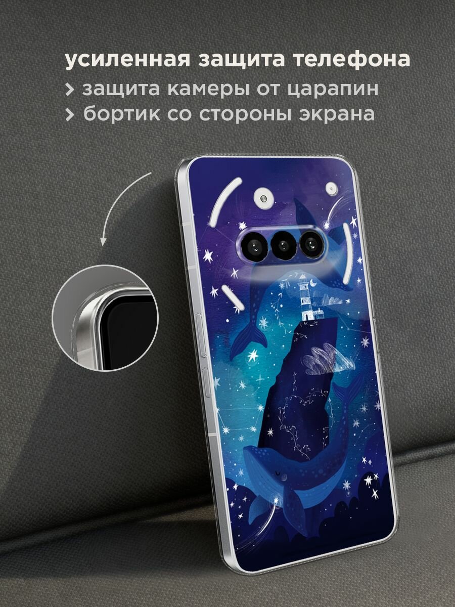 Чехол на Nothing Phone 3a / Нотинг Фон 3а с принтом "Ночные киты" — фото 1