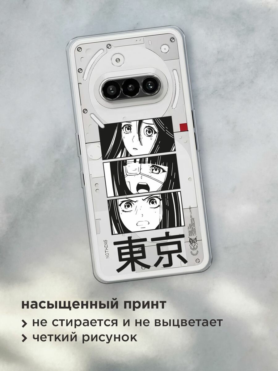 Чехол на Nothing Phone 3a / Нотинг Фон 3а с принтом "Tokyo girls", прозрачный — фото 1