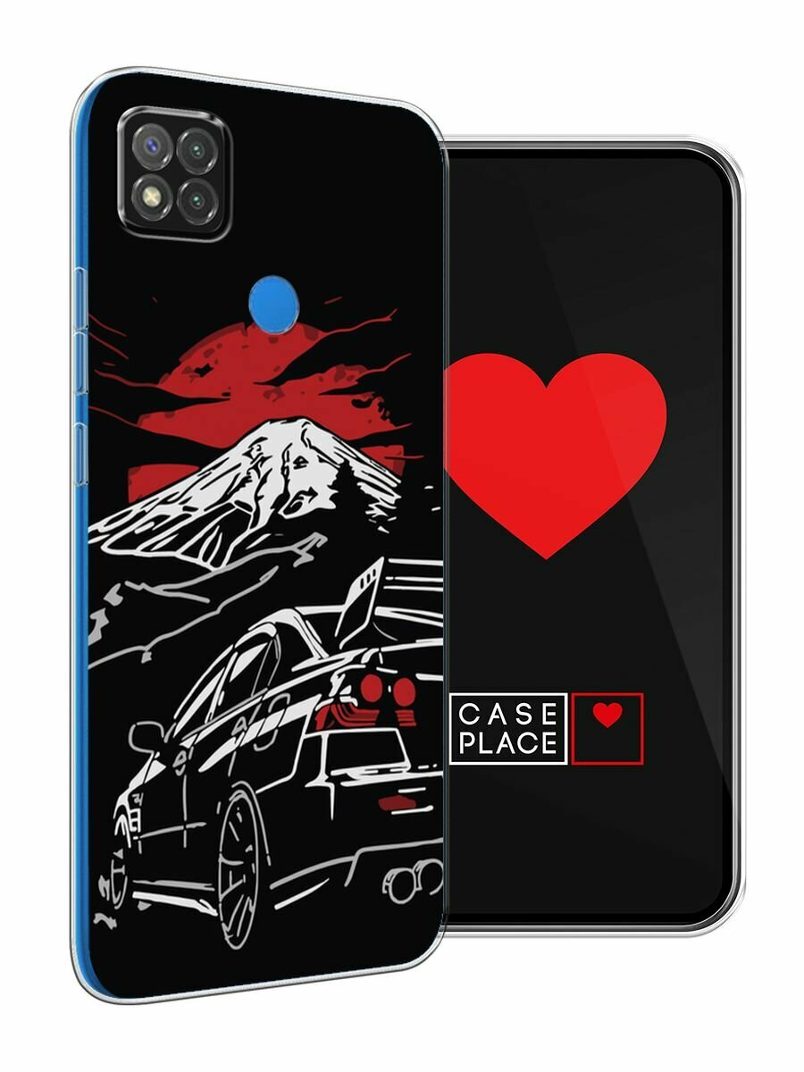 Чехол на Xiaomi Redmi 9C / Сяоми Редми 9C с принтом "Машина в горах JDM" — фото 1
