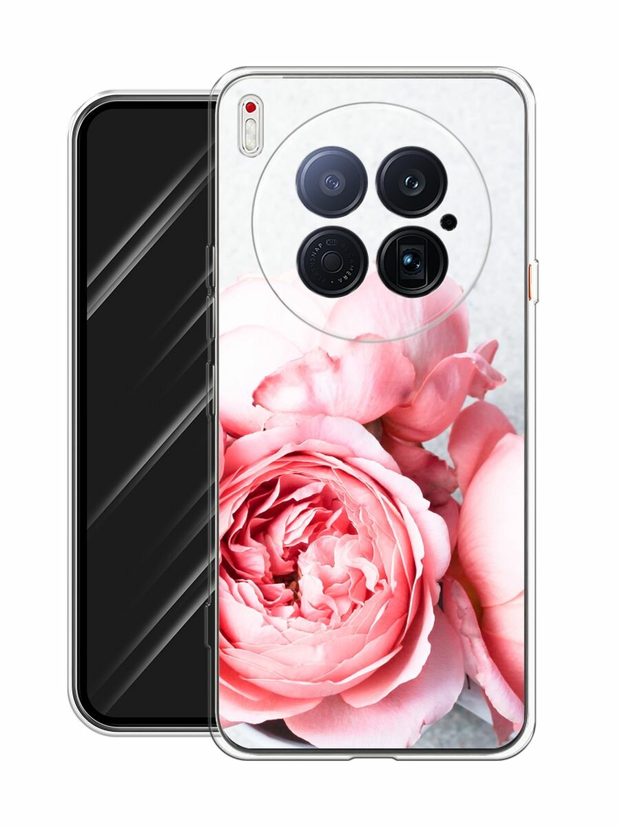 Чехол на Tecno Camon 40 Premier / Текно Камон 40 Премьер с принтом "Пионы на белом" — фото 1