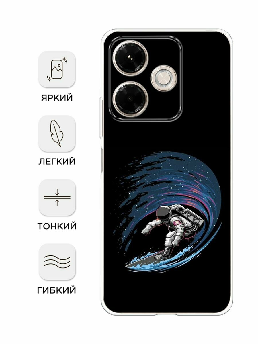 Чехол на Xiaomi Redmi 13X / Сяоми Редми 13X с принтом "Космонавт на серфе" — фото 1