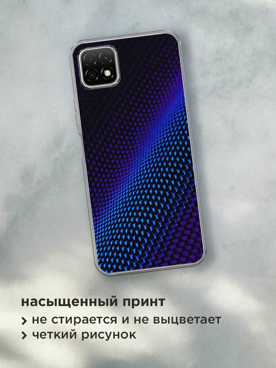 Силиконовый чехол на Wiko T3 / Вико Т3 с принтом "Синий карбон" — фото 1